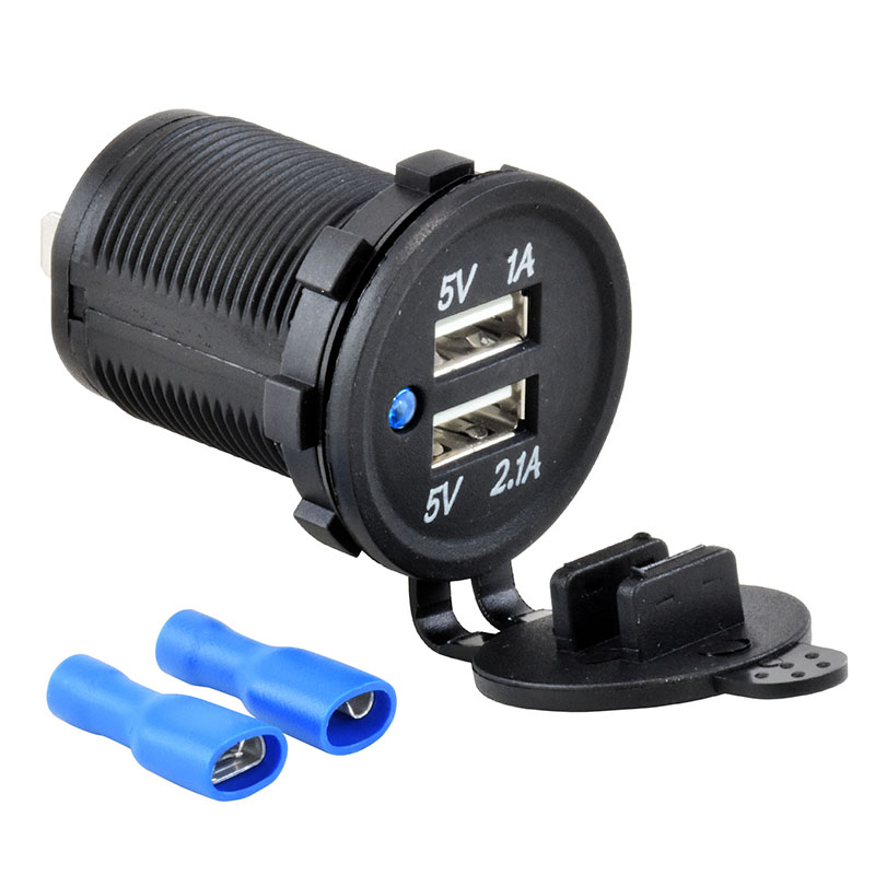 Tomada elétrica veicular com 2 portas usb TOMA13-I